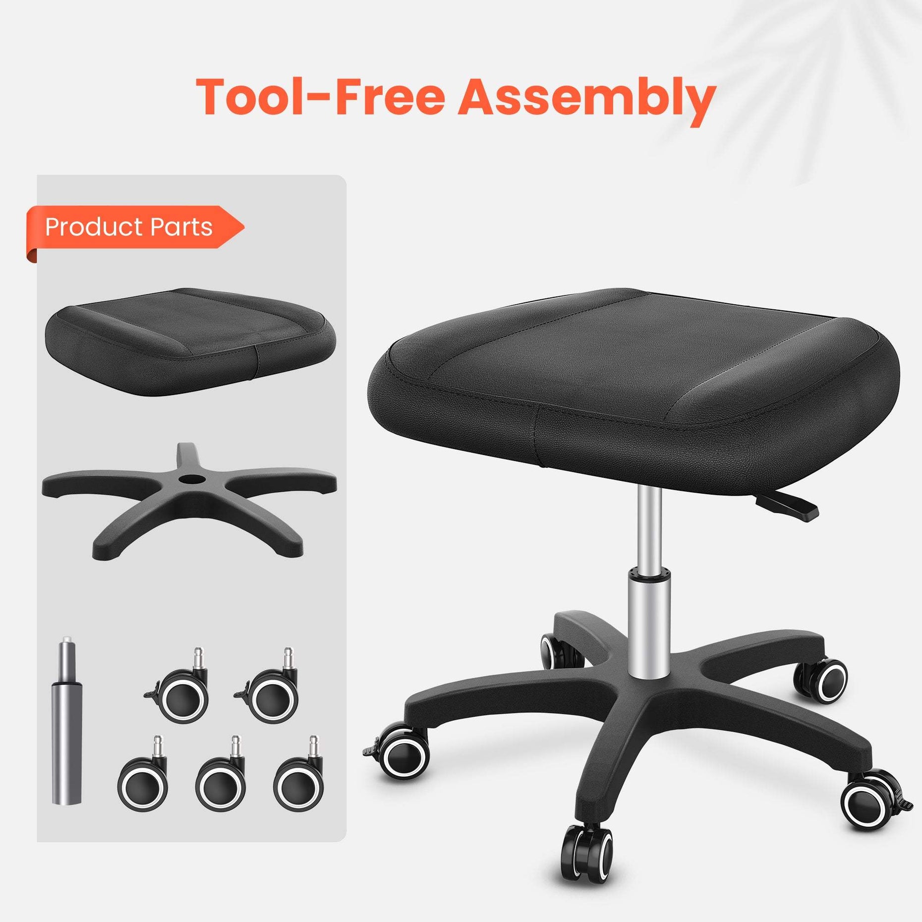 TASALON Adjustable Footrest Stool with Wheels – Ergonomic Ottoman