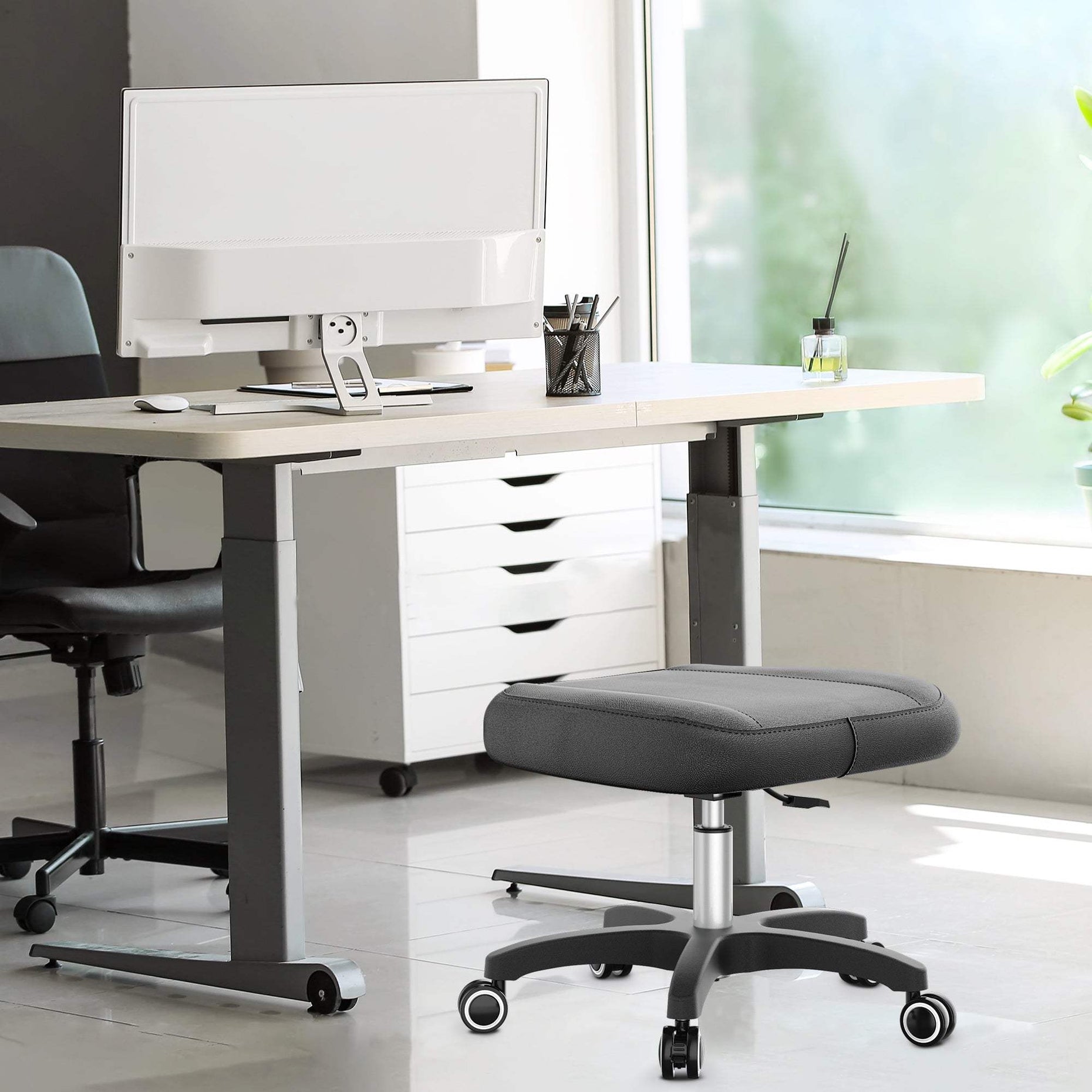 TASALON Adjustable Footrest Stool with Wheels – Ergonomic Ottoman